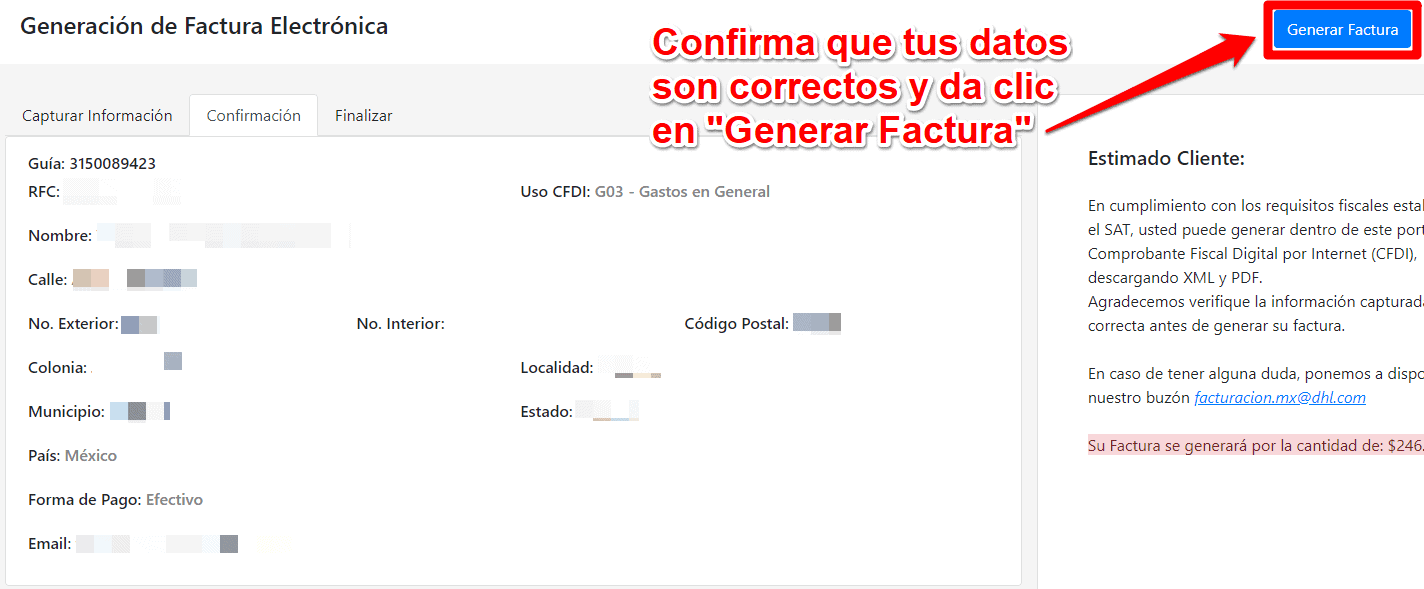 DHL Facturación. Factura tus Envíos de Paquetería