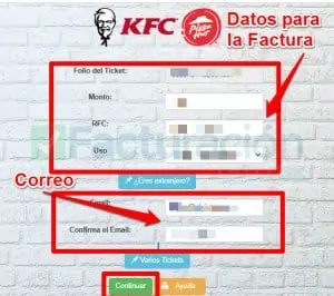 KFC Facturación. Como Facturar Consumos online