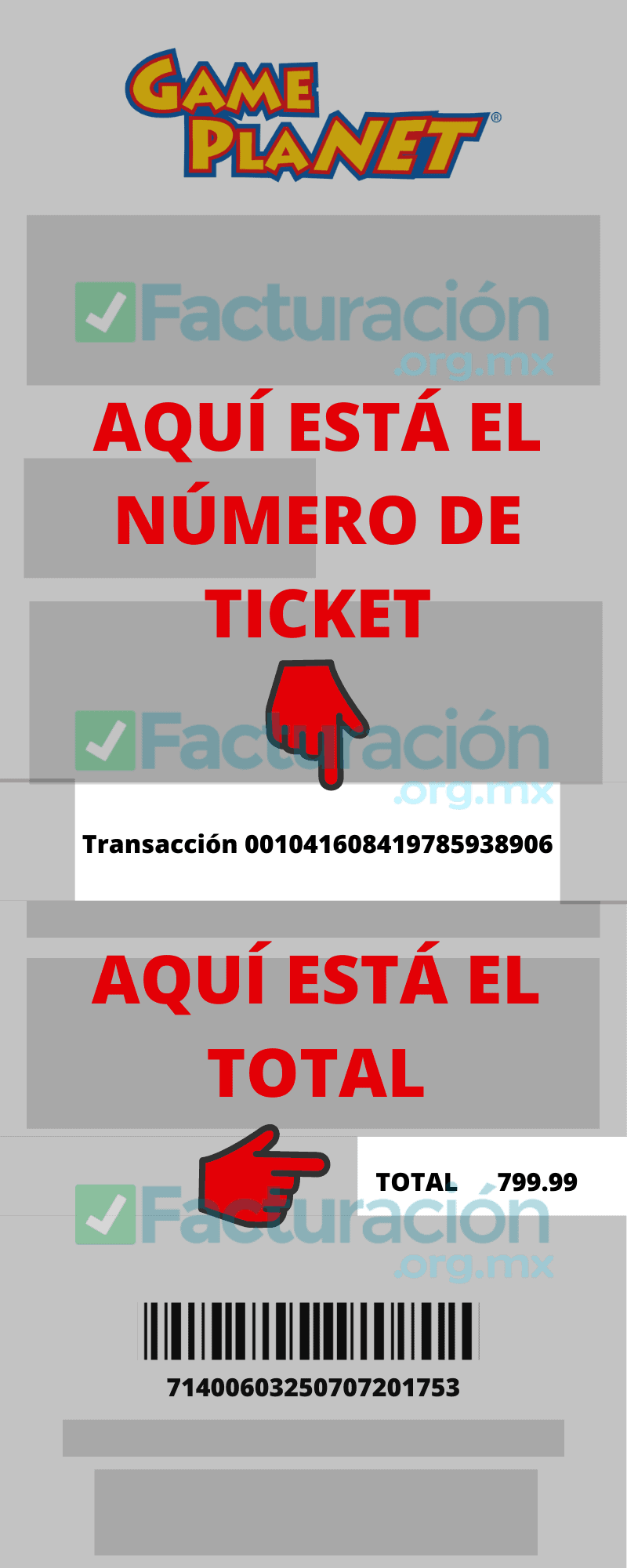 GamePlanet Facturación. Facturar Tickets de Game Planet