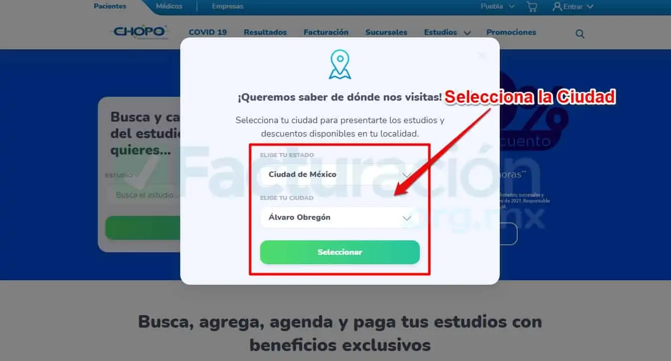 Laboratorios CHOPO Facturación –Factura en línea de análisis