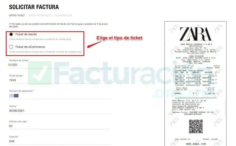 Zara Facturación. Como Facturar Tickets de Ropa y Calzado