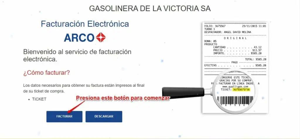 ARCO Gasolineras Facturación -Cómo facturar tu Gasolina