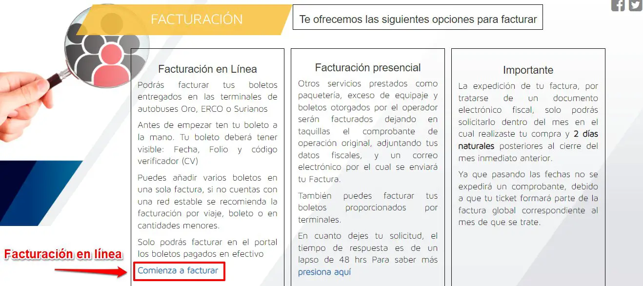 Autobuses Oro Facturación. Guía de facturación online